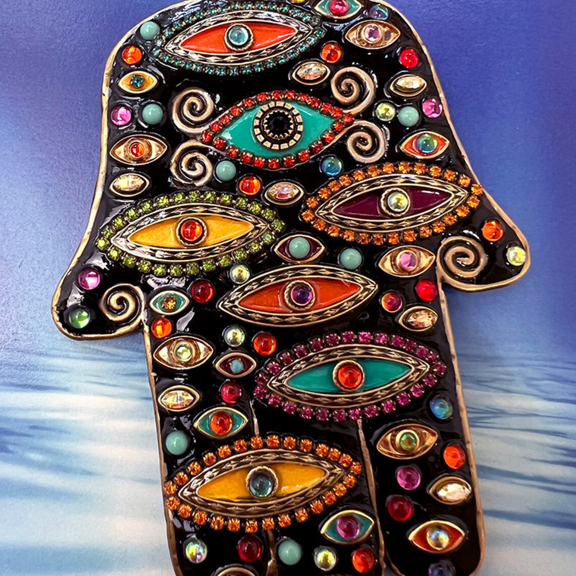 Multicolor Evil Eye Wall Hamsa. Unique, Handcrafted, Middle Eastern ...