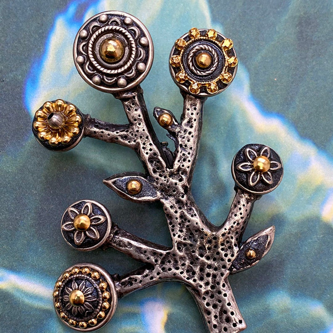 Handmade Silver and Gold Tree of Life Pin. Spiritual and Unique Brooch ...