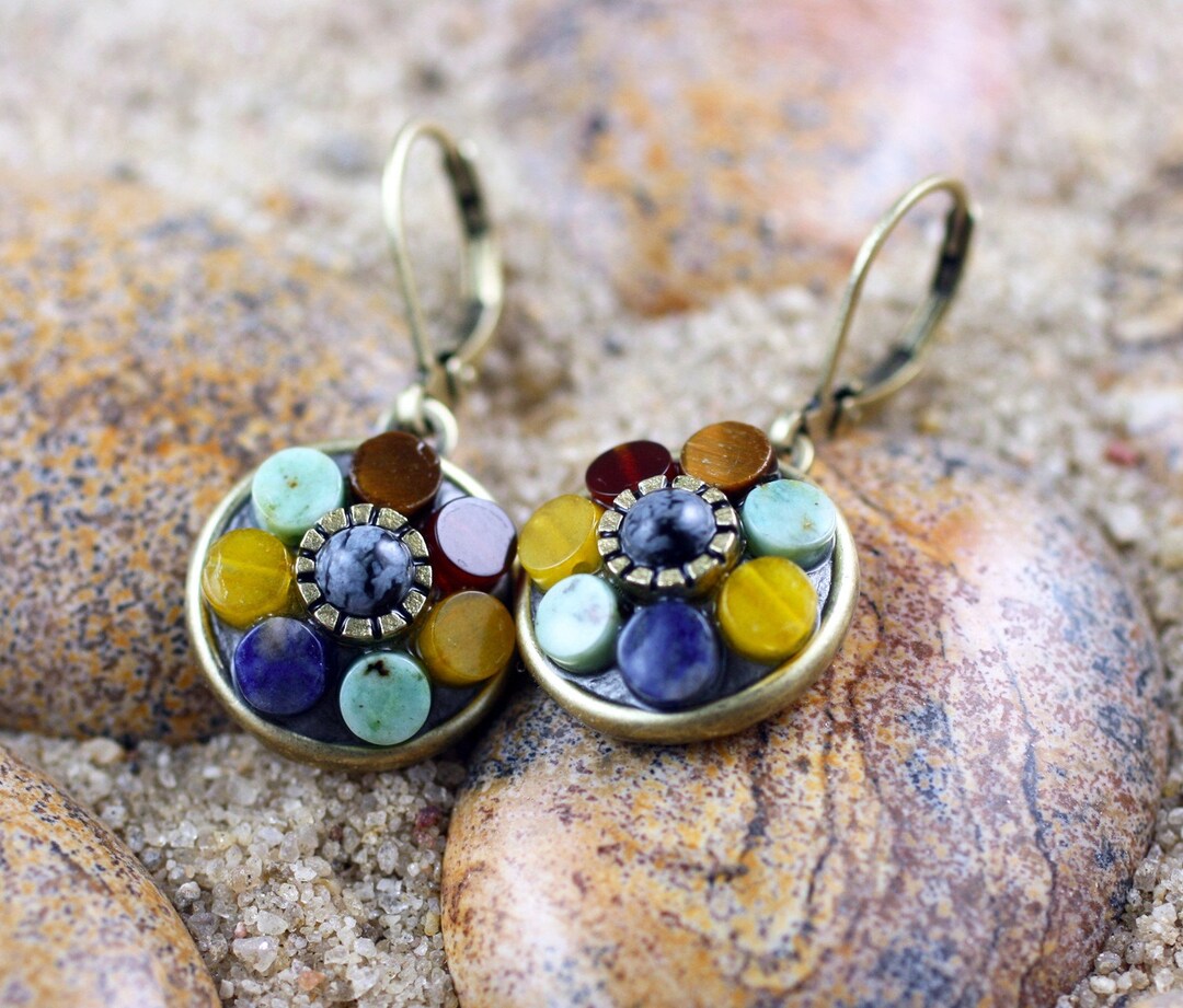 Earth Flower Earrings - Etsy