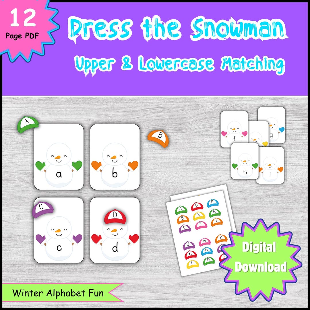 Snowman Alphabet Matching Game | Winter Literacy Center (preschool ...