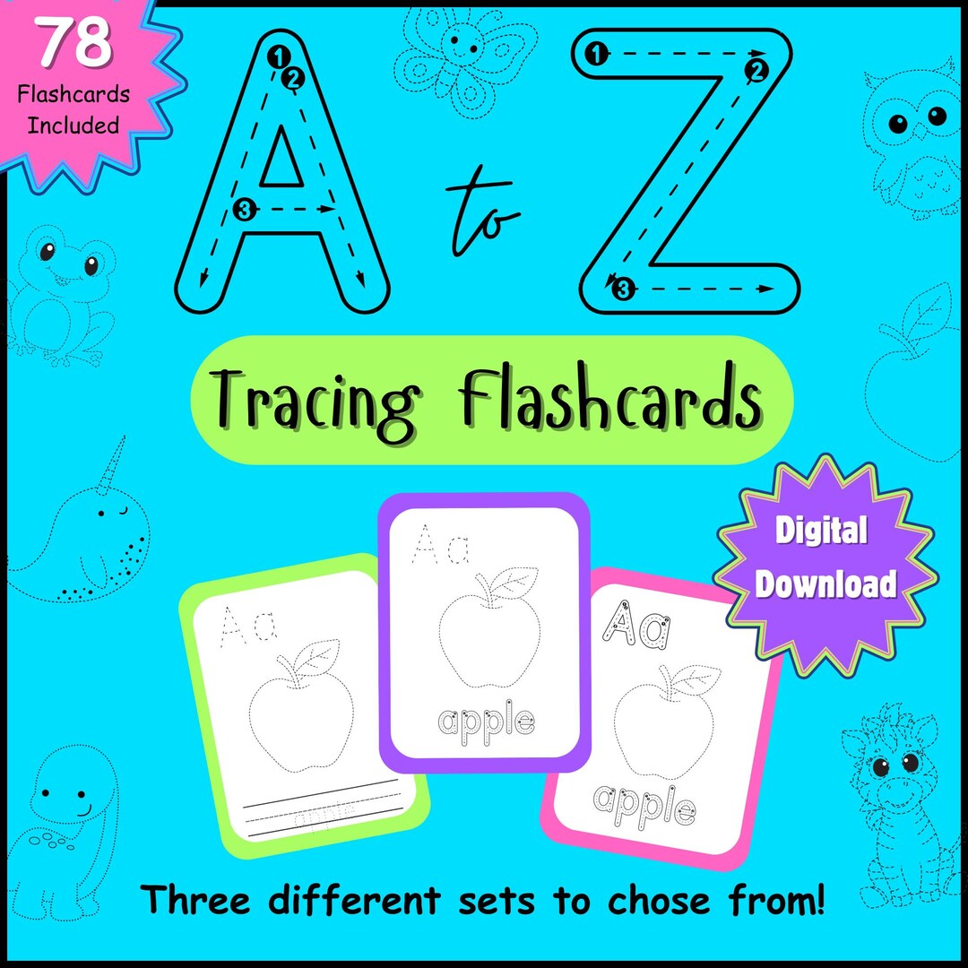 A–Z Alphabet Tracing Flashcards | Printable Letter Formation Cards ...
