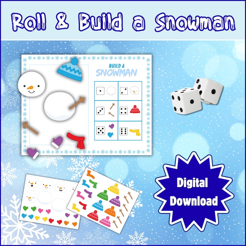 Roll & Build a Snowman Game | Printable Winter Math | Fine Motor ...