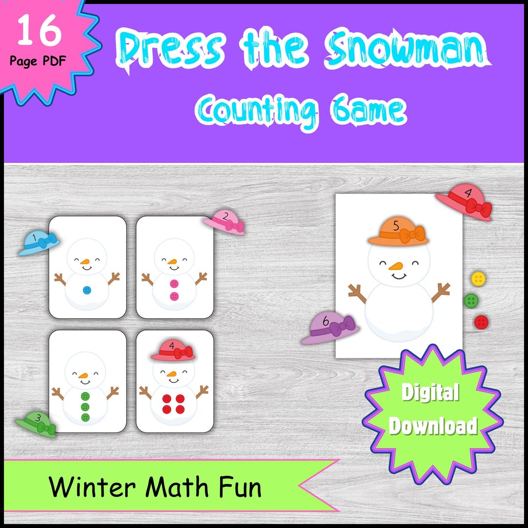 Dress the Snowman Counting Game | Number Matching 1–15 | Winter Math ...