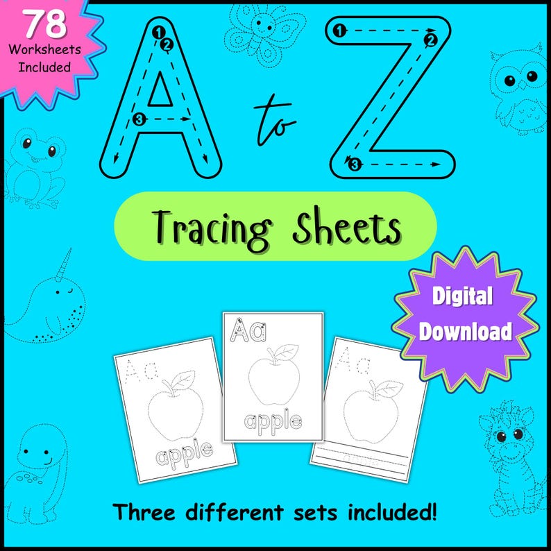A–Z Alphabet Tracing Worksheets | Fine Motor & Handwriting Practice ...