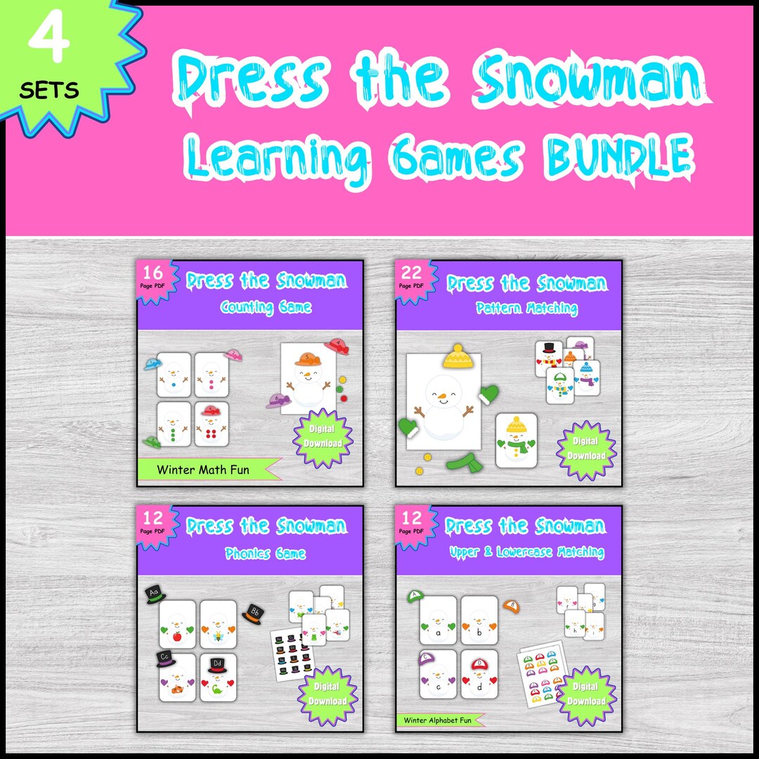 Dress the Snowman Learning Games BUNDLE | Printable Winter Literacy ...