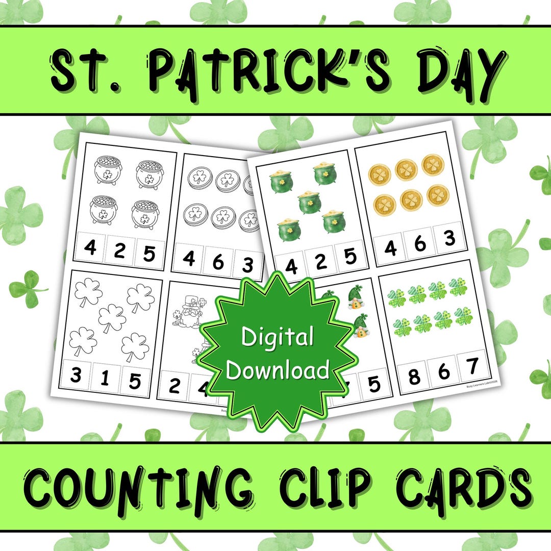 St. Patrick's Day Counting Clip Cards Numbers 1-10 Preschool ...