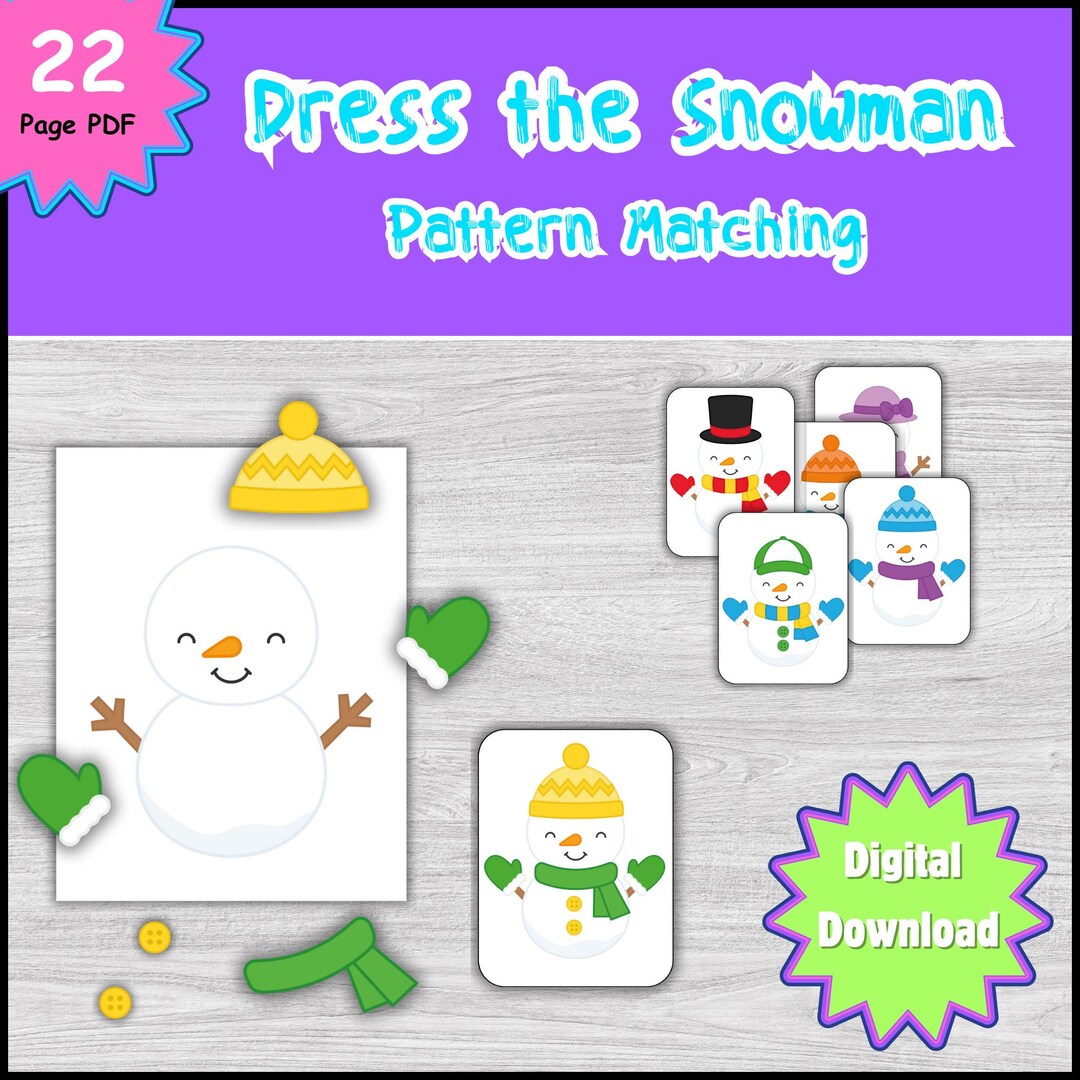 Dress the Snowman Pattern Matching | Fine Motor Activity | Winter ...