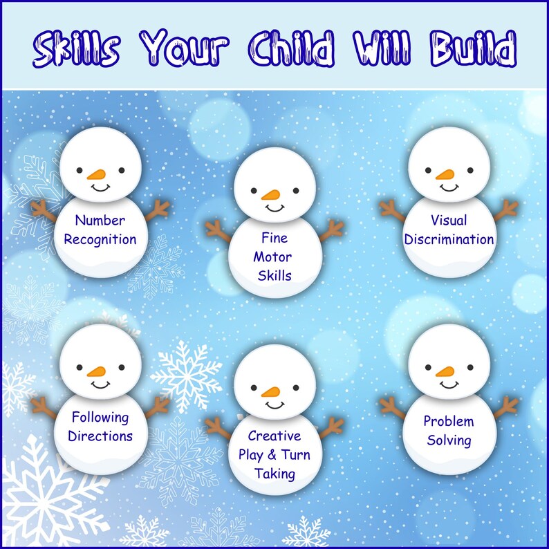 Roll & Build a Snowman Game | Printable Winter Math | Fine Motor ...