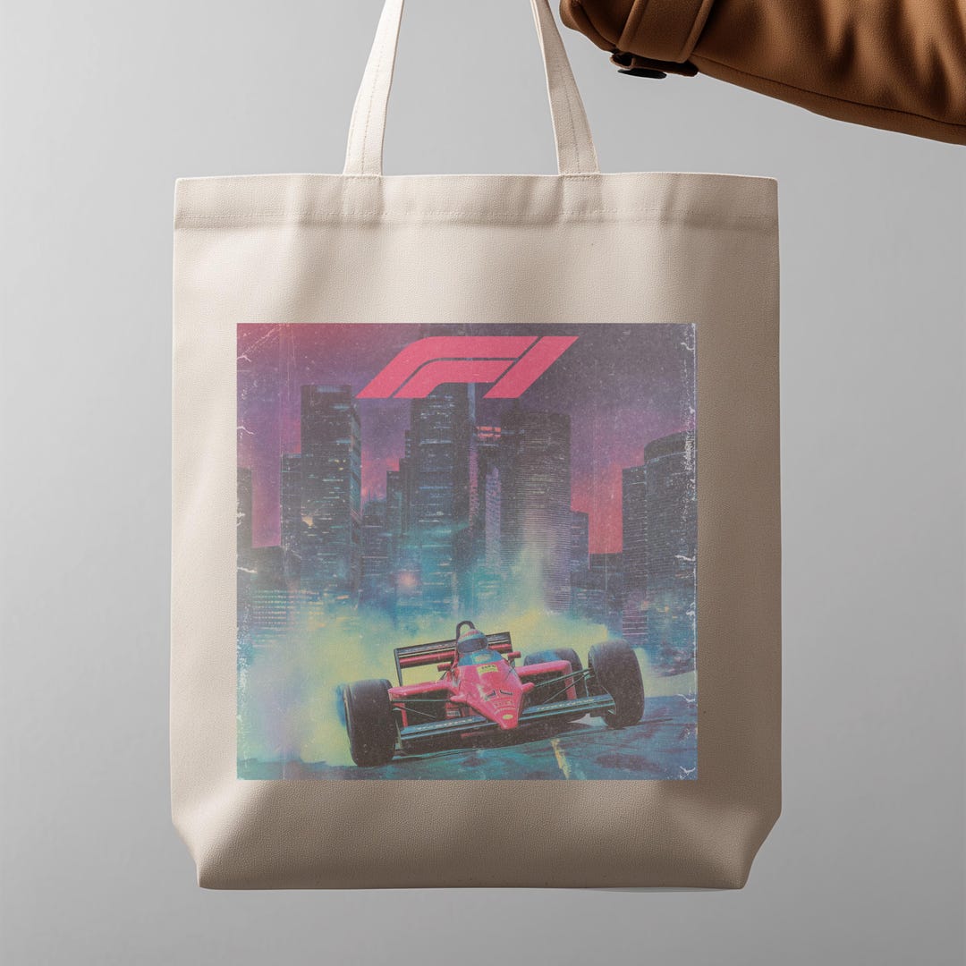 Vintage 90’s Race F1 Cotton Tote Bag | Retro Racing Formula One Car ...