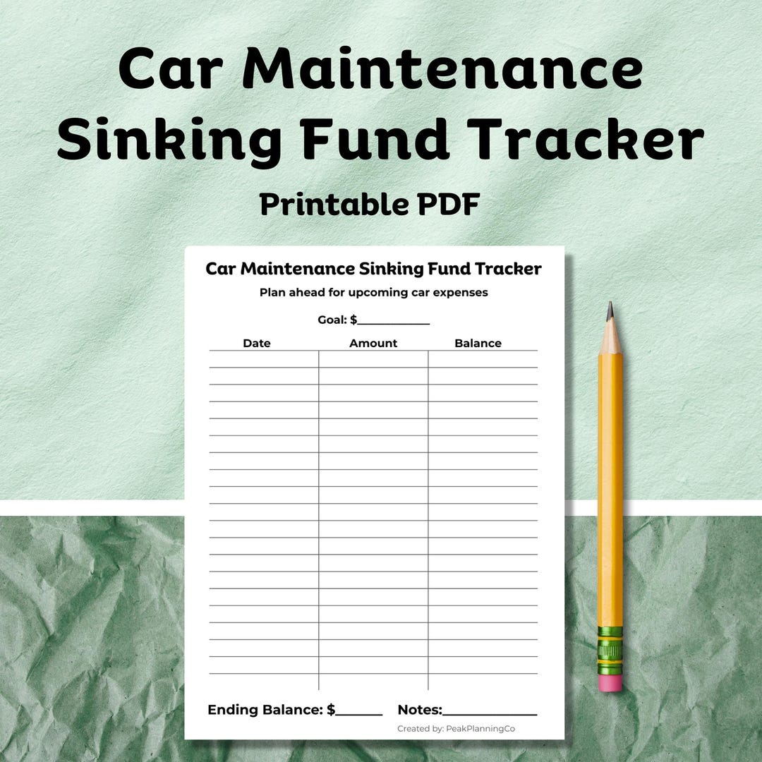 Car Maintenance Sinking Fund Tracker | Savings Planner Sheet | Budget ...