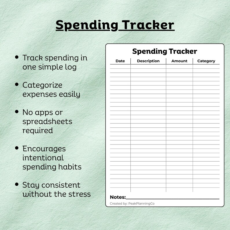 Spending Tracker Printable | Expense Log & Money Tracker | Budget ...