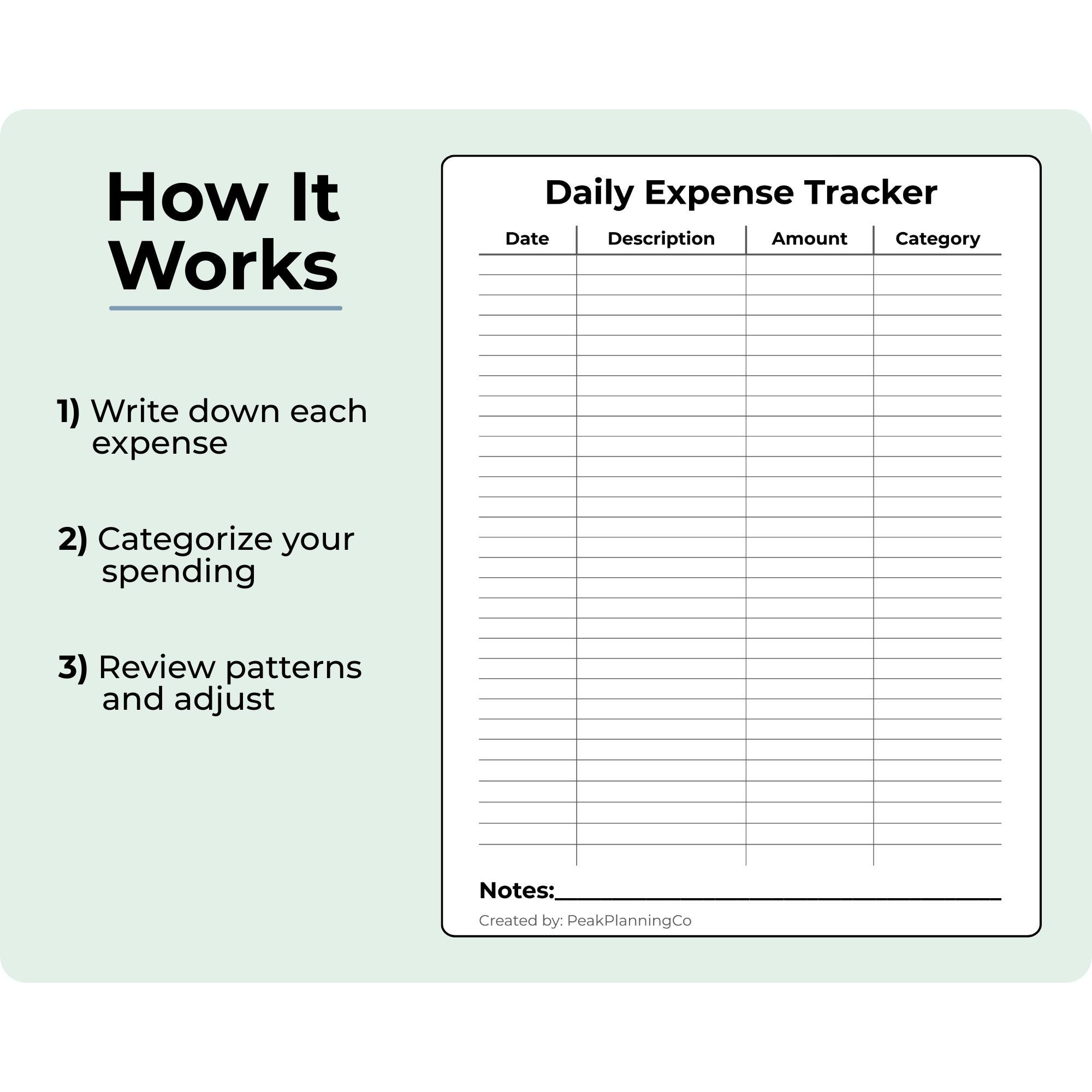 Daily Expense Tracker Printable | Spending Log & Money Tracker | Budget ...