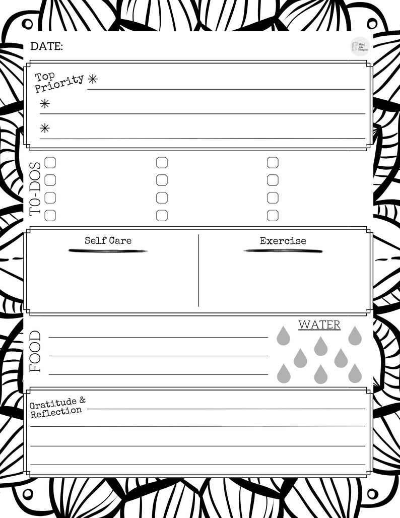 Adhd-friendly Daily Planner Printable: Daily Log With Gratitude, Self ...