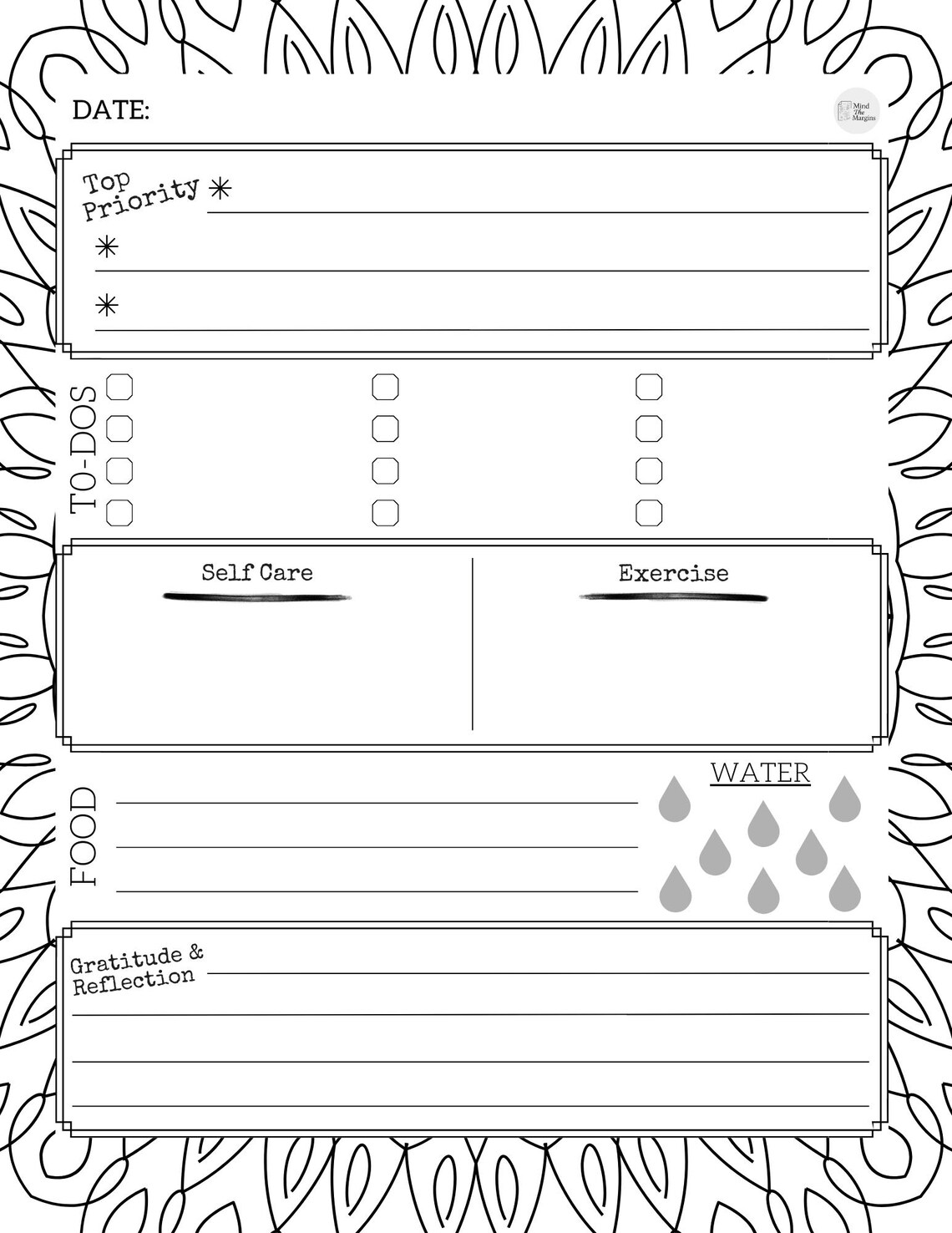 Adhd-friendly Daily Planner Printable: Daily Log With Gratitude, Self ...