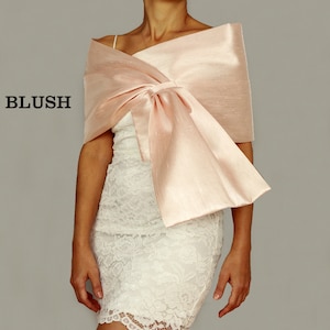 White Taffeta Wedding Shawl, Bridal Shoulder Wrap, Formal Stole ...