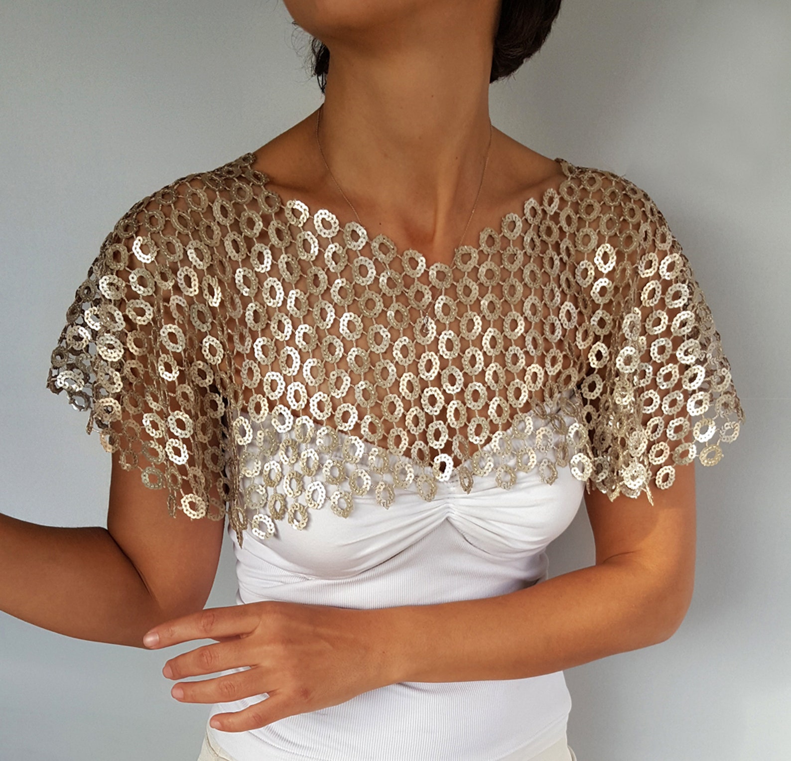 Gold Sequin Wedding Cape Sparkling Bridal Cape Evening Dress - Etsy