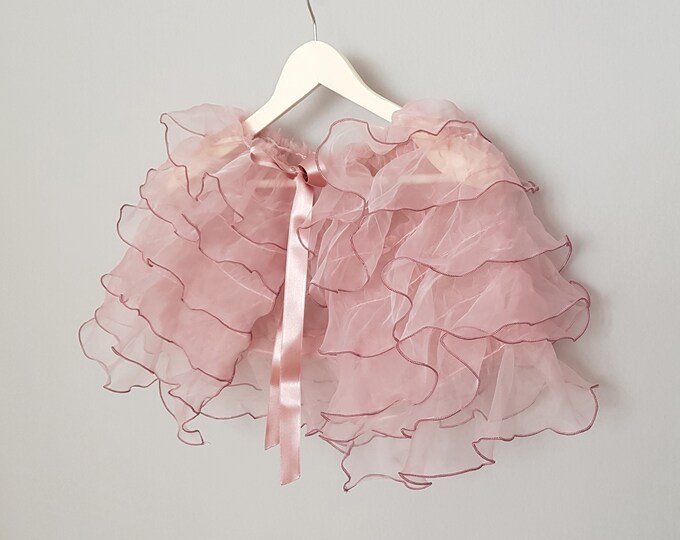 Misty Blush Cascading Ruffled Wedding Cape, Organza Bridal Capelet ...