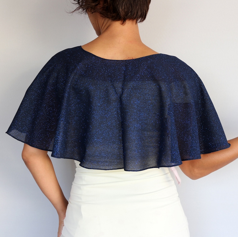 Navy Bridal Capelet Sparkling Wedding Cape Evening Shrug | Etsy