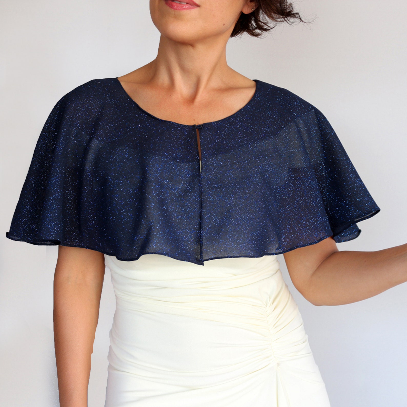 Navy Bridal Capelet Sparkling Wedding Cape Evening Shrug - Etsy