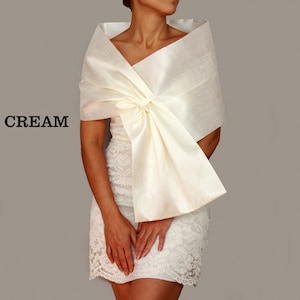 White Taffeta Wedding Shawl, Bridal Shoulder Wrap, Formal Stole ...