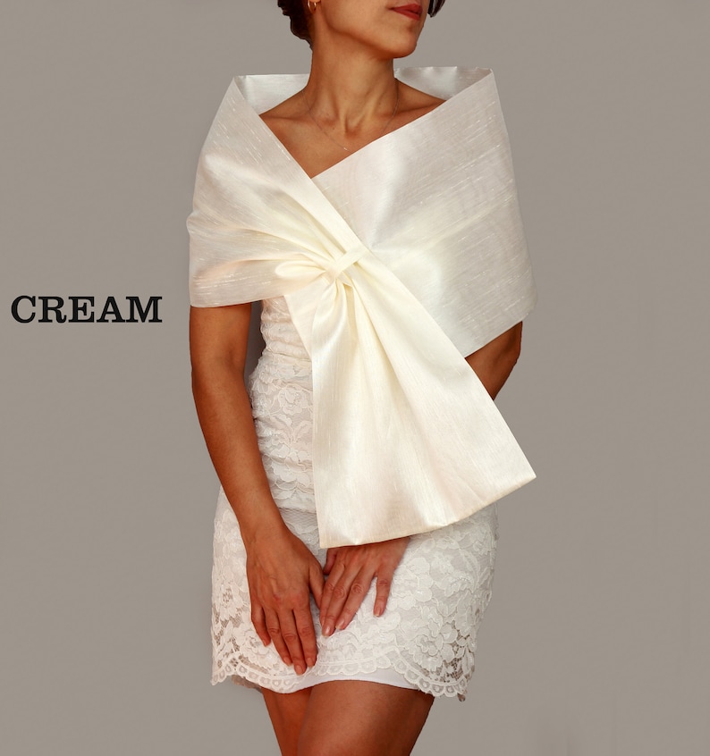 White Taffeta Wedding Shawl Bridal Shoulder Wrap Stole Gown - Etsy