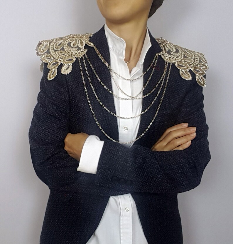 Gold Sequin Epaulette Cape Bridal Shoulder Necklace Chain - Etsy