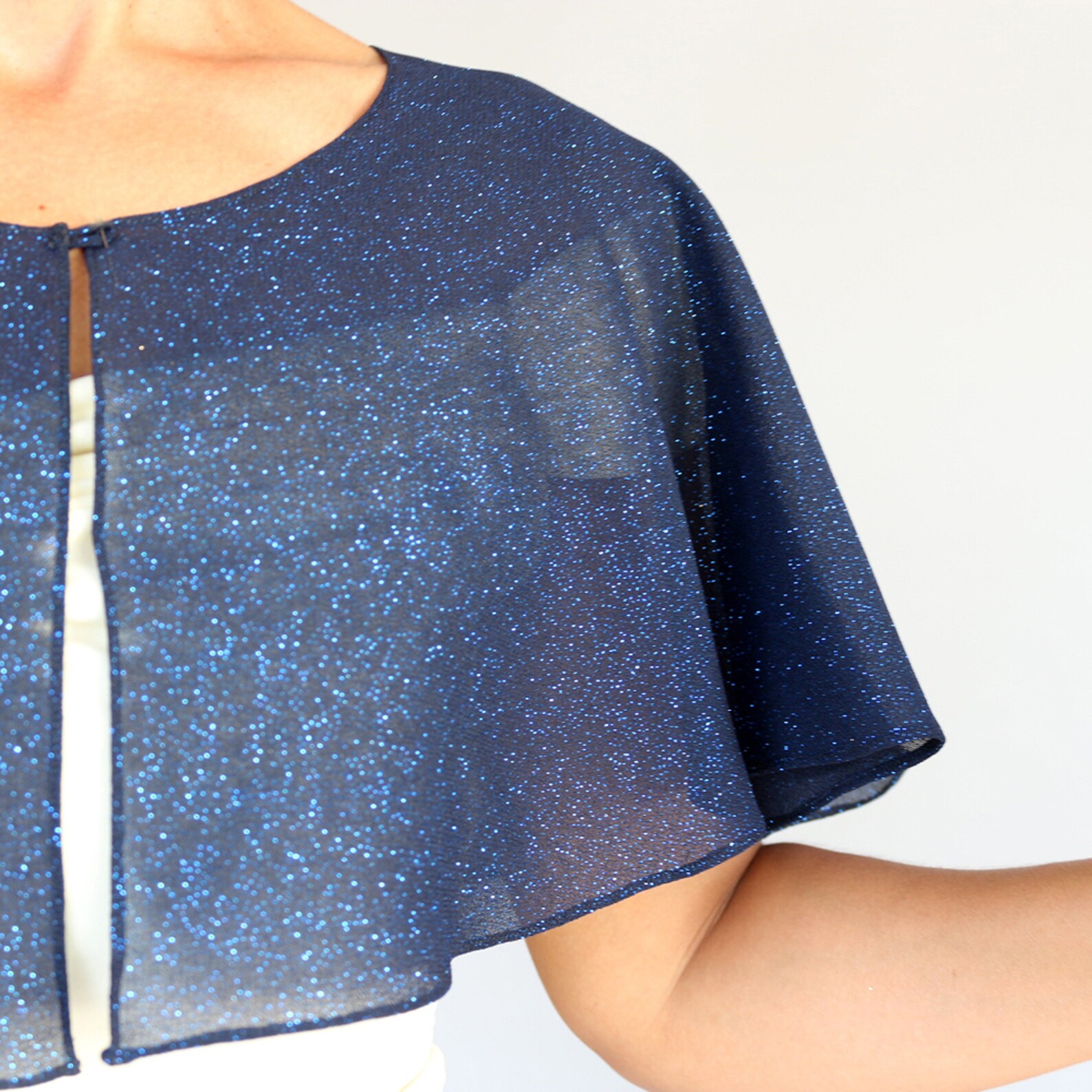Navy Bridal Capelet Sparkling Wedding Cape Evening Shrug - Etsy