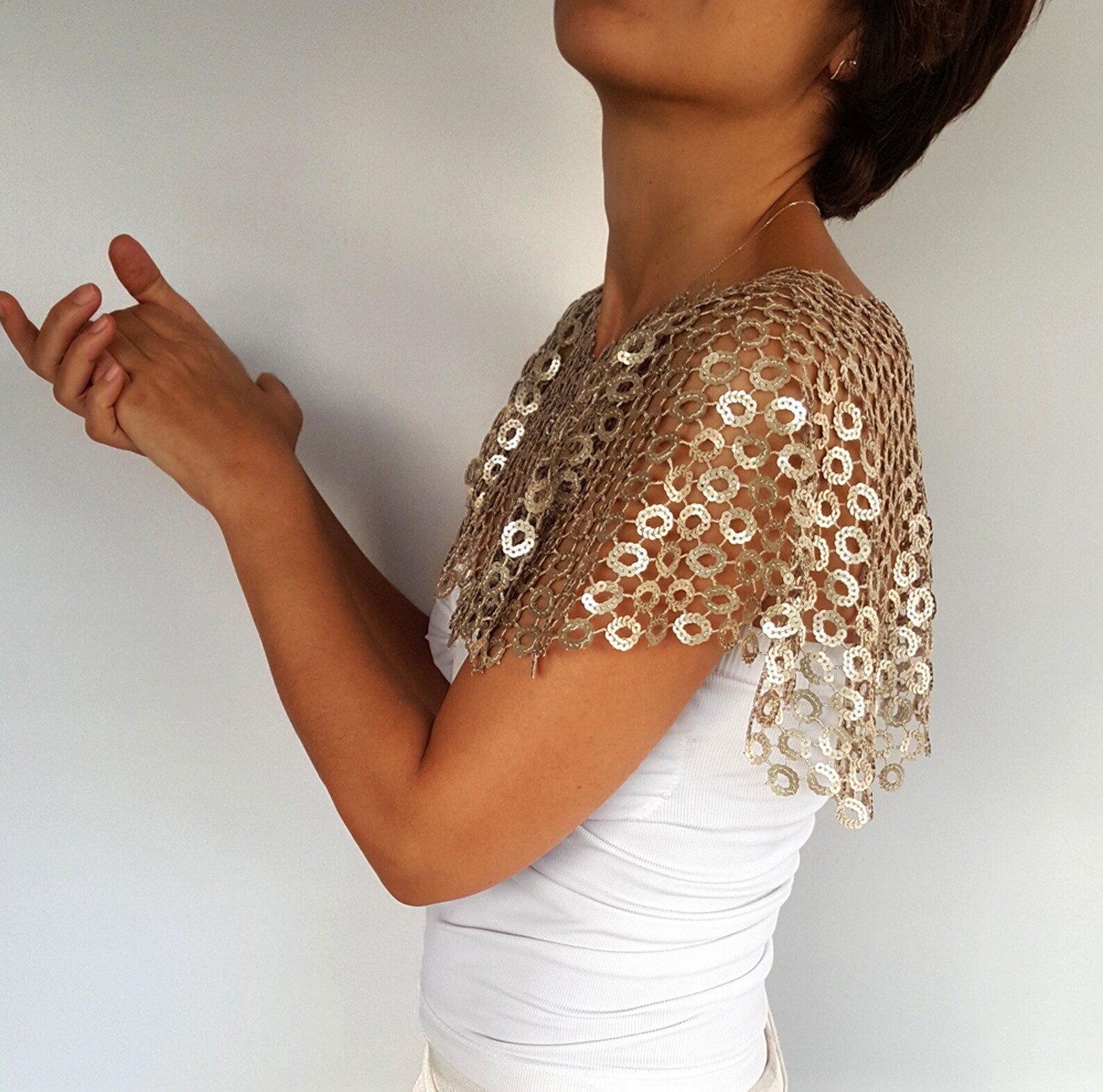 Gold Sequin Wedding Cape Sparkling Bridal Cape Evening Dress - Etsy