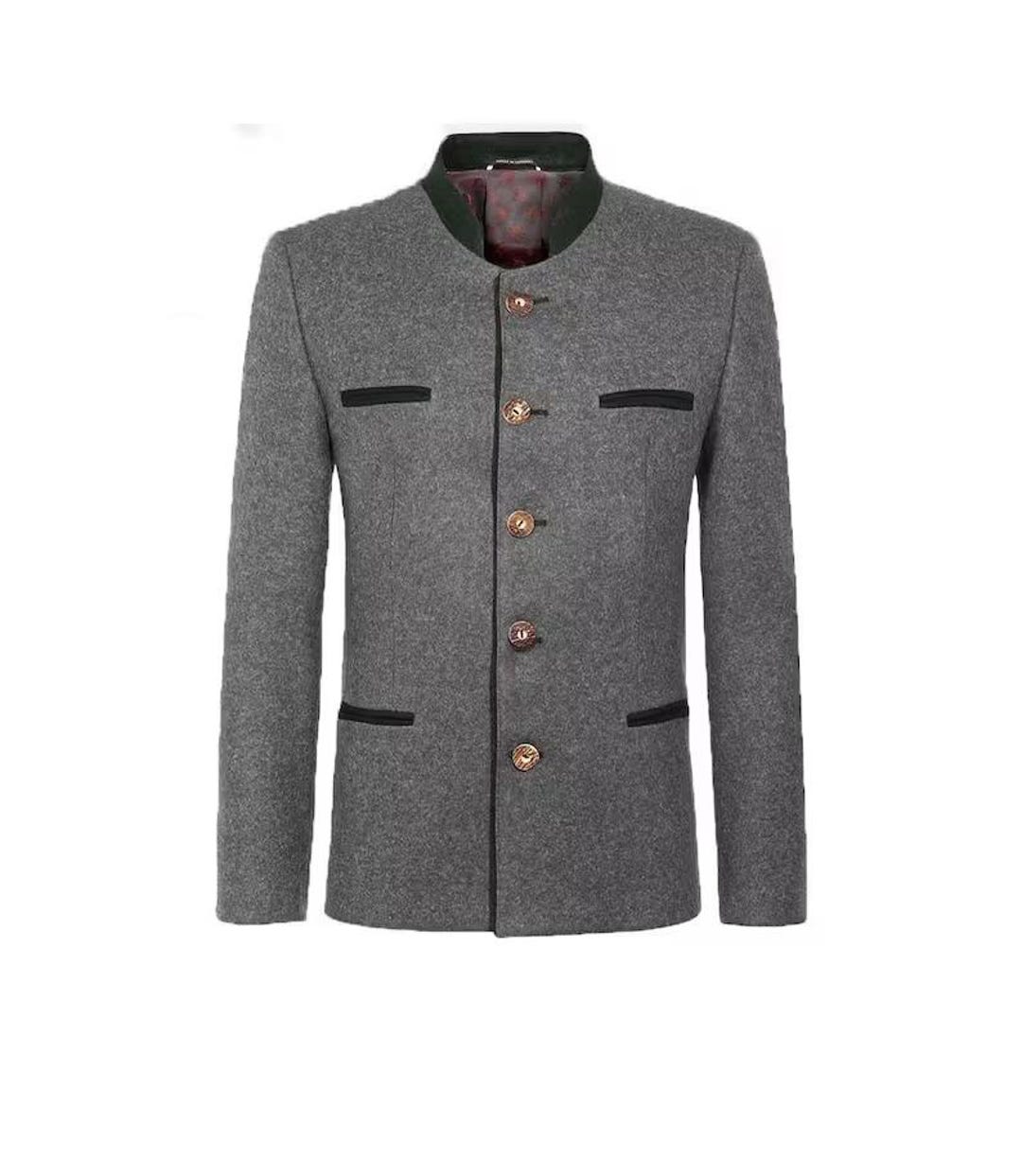 Men's Light Gray Trachten Bavarian Jacket - Oktoberfest Wool Custome ...