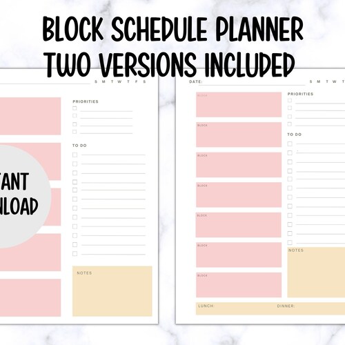 Block Scheduling Printable PDF Block Planner Daily - Etsy
