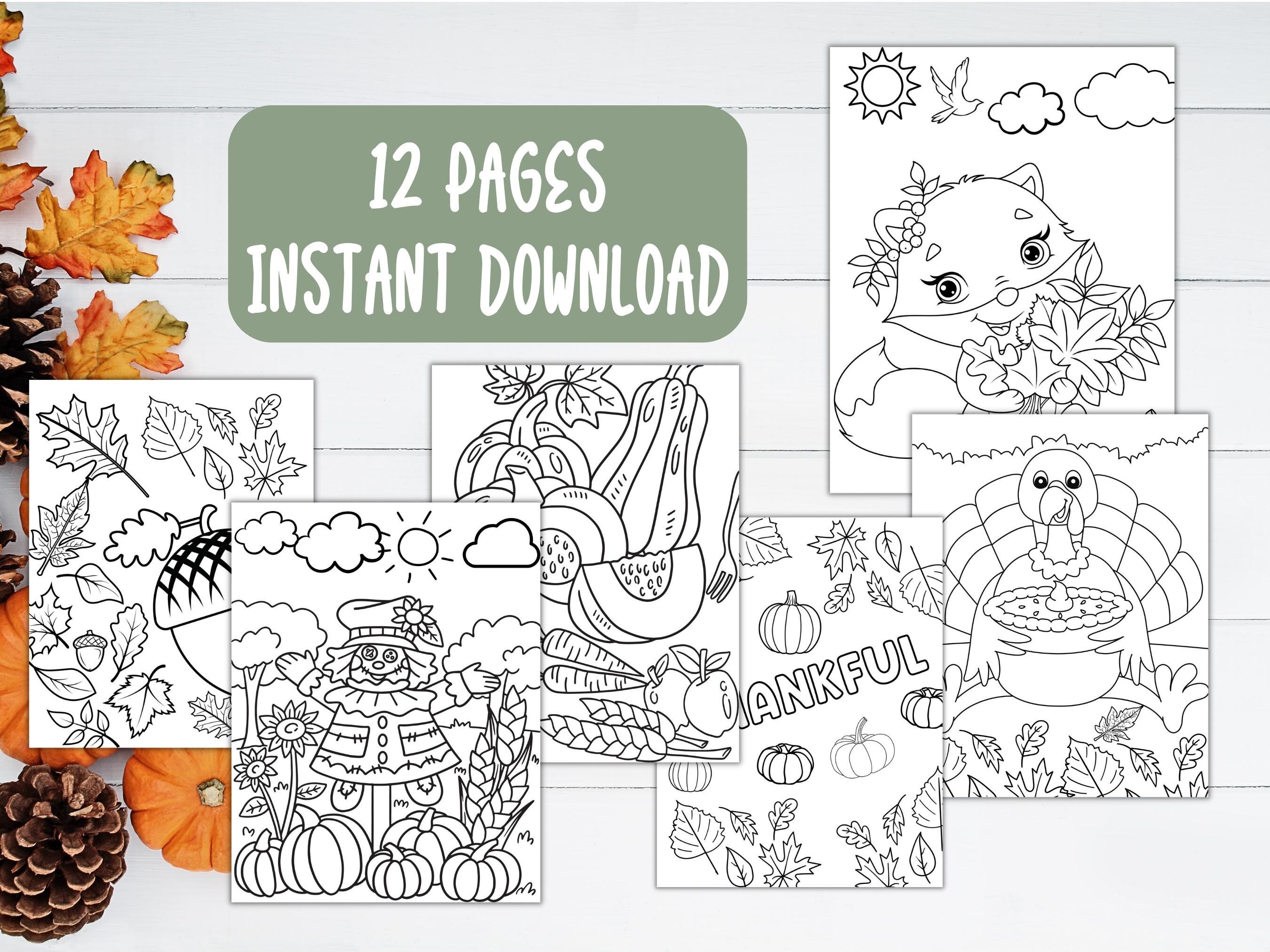 Fall Coloring Pages Thanksgiving Coloring Activity Autumn - Etsy