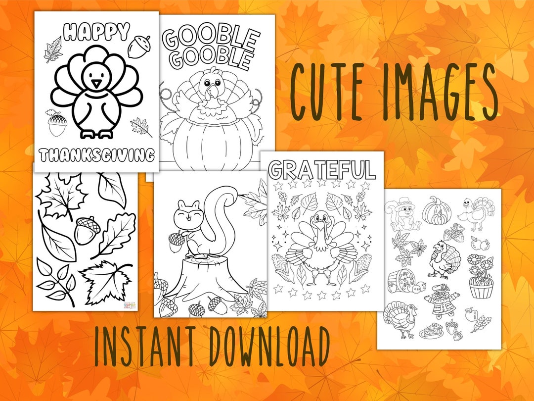 Fall Coloring Pages Thanksgiving Coloring Activity Autumn - Etsy