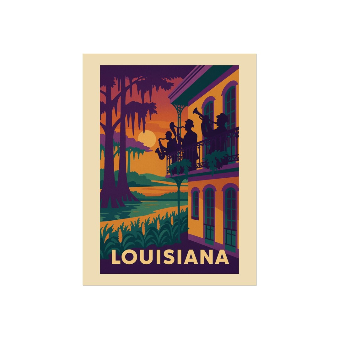 Louisiana Travel Poster | Retro Wpa-style State Print | Mid-century ...
