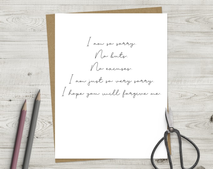Sincere Apology Card | Apology Card | I'm Sorry Card | Please Forgive ...