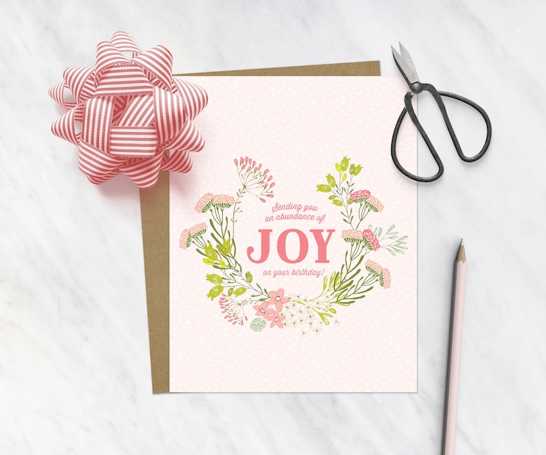 Wishing You Joy Birthday Card Joyful Birthday Card Cute - Etsy