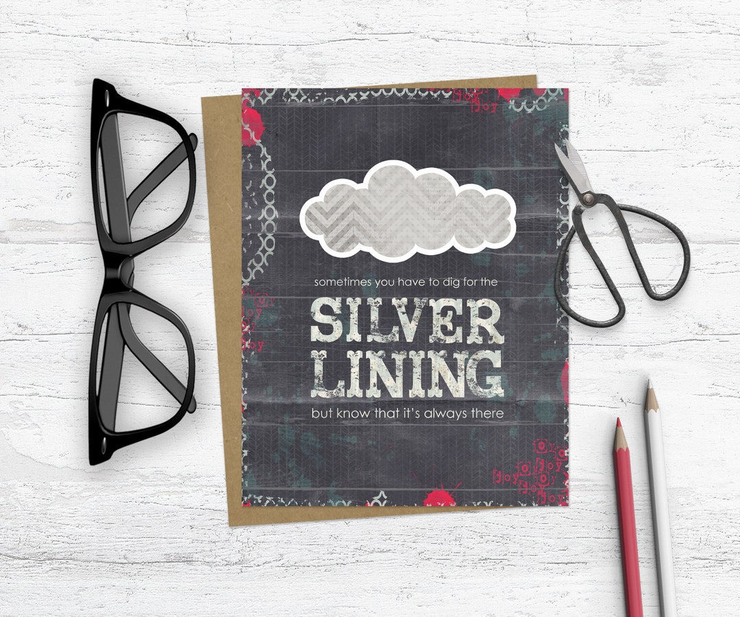 Inspirational Card Silver Lining Card Inspirational Typography Greeting ...