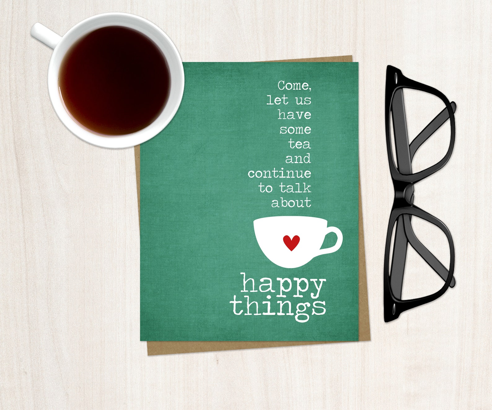 Friendship Card Tea and Happy Things | Tea Lover Birthday Card | Tea ...