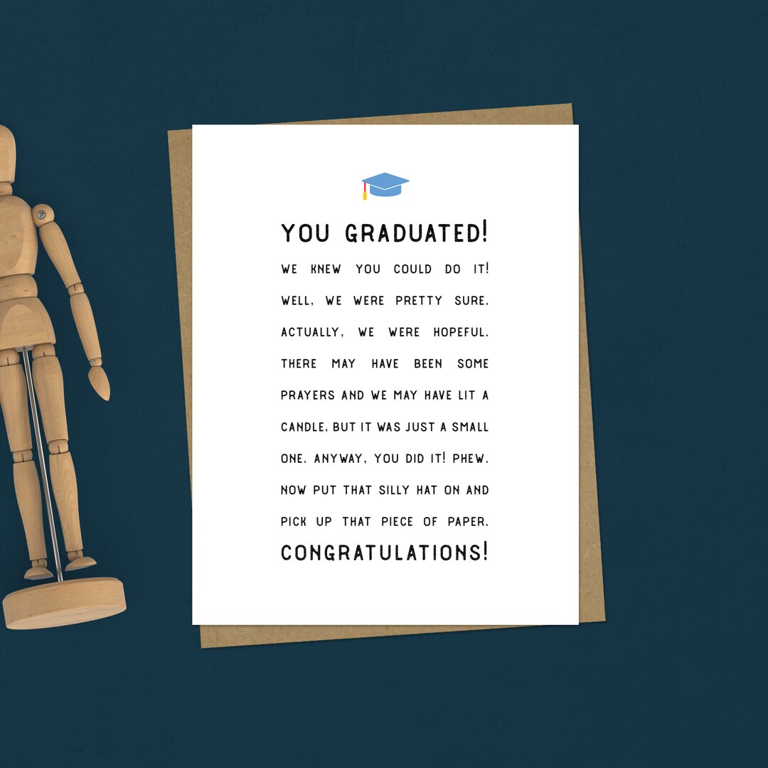 Funny Graduation Day Card | Grad Card | for Graduate | Funny Graduation ...