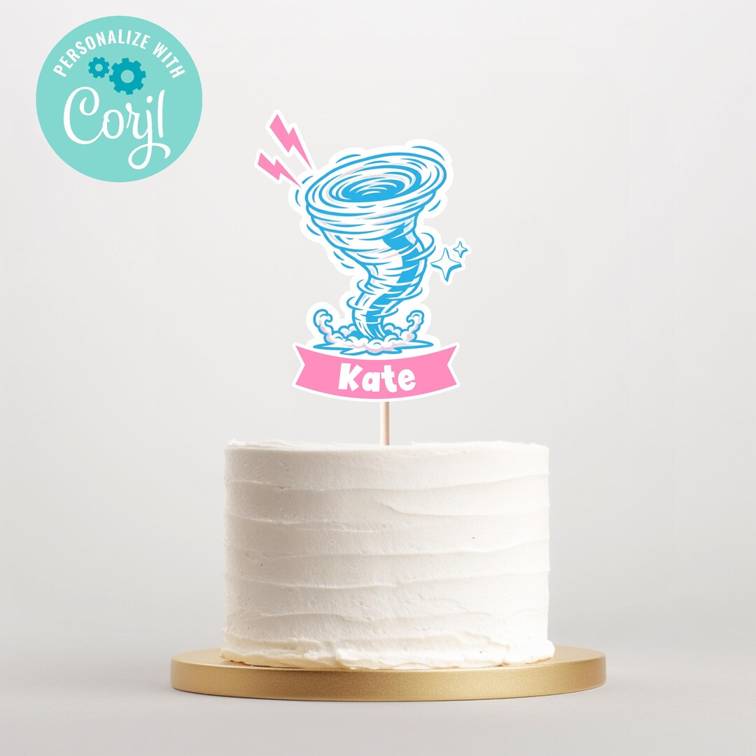 Tornado Cake Topper Template Editable , Fournado Birthday Decorations ...
