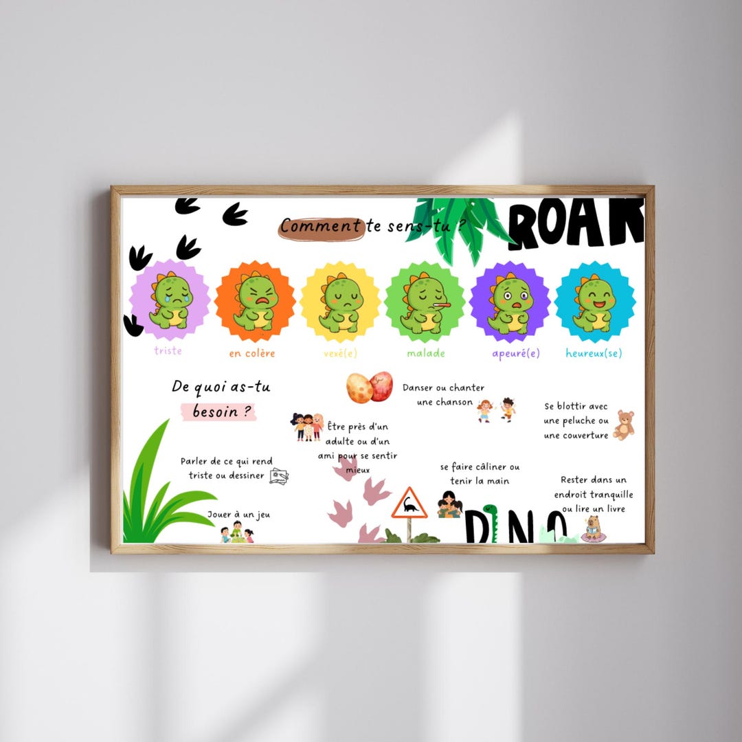 Dinosaur Children's Emotions Poster - Printable Emotions Chart ...