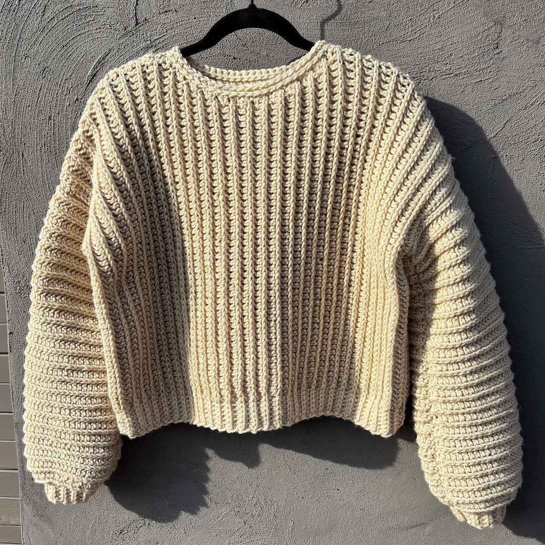 CROCHET PATTERN Chunky Textured Jumper, Oversized Ridge Pullover ...