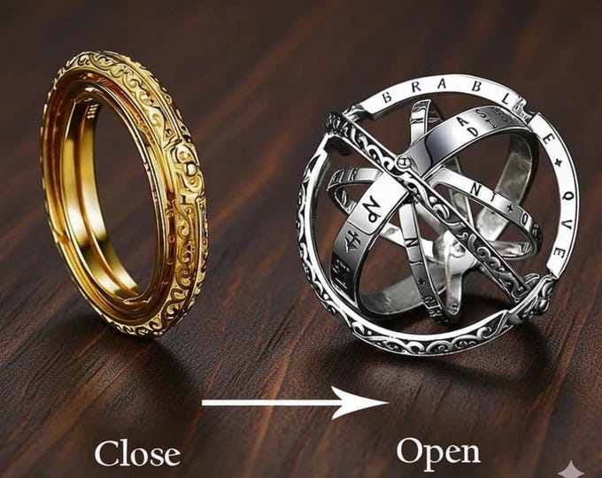 Foldable Astronomical Sphere Ring, Celestial Star Fidget Ring, Anti ...
