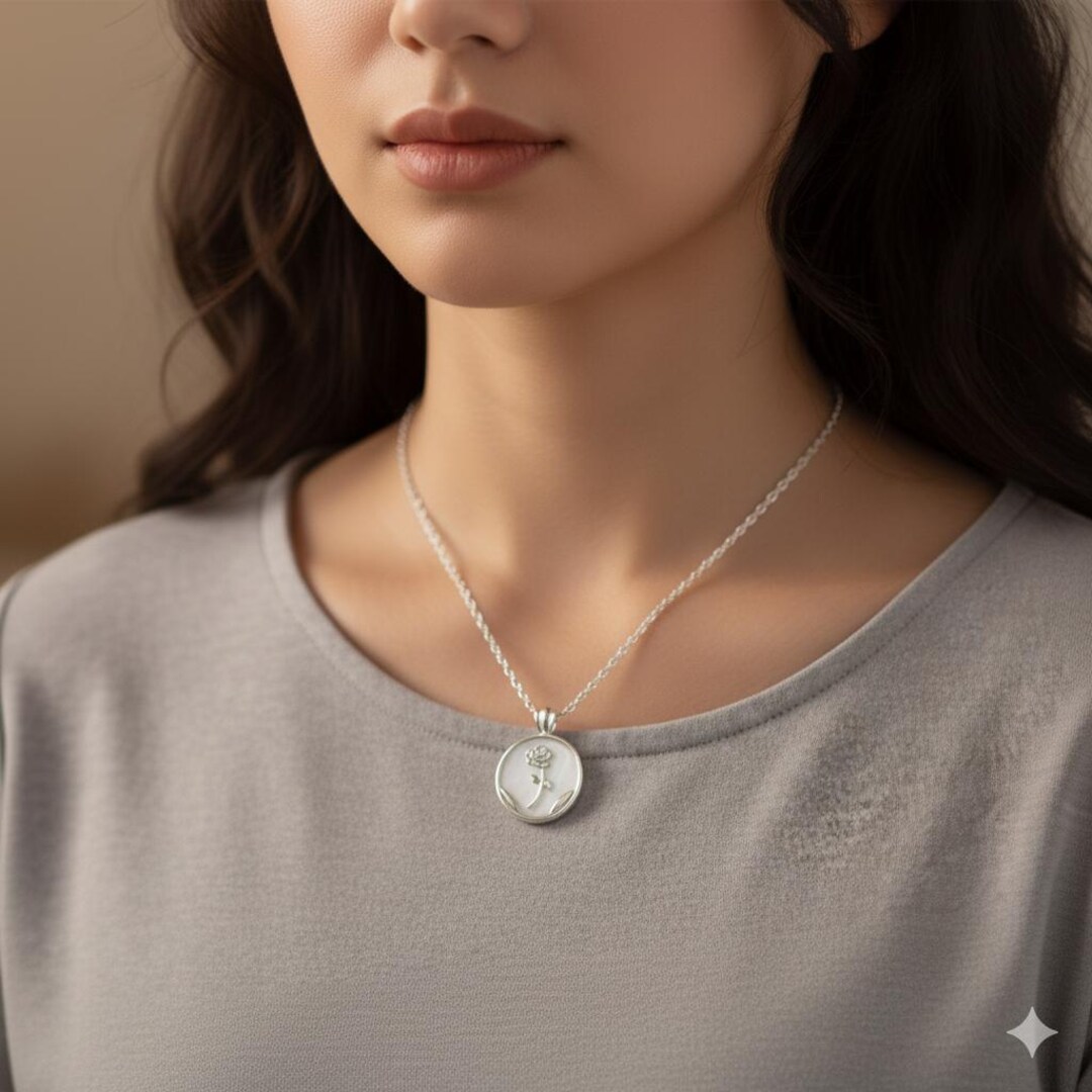 Silver Rose Medallion Necklace | Vintage Floral Pendant - Etsy