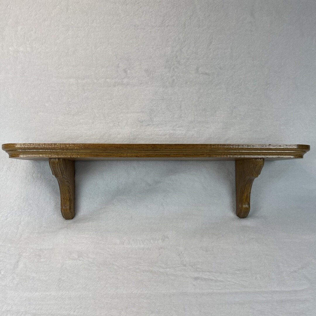 Vintage Solid Oak Wall Shelf Plate Display Ledge W/ Dual Supports 18 ...