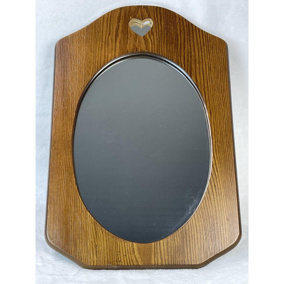 Vintage House of Lloyd Solid Wood Wall Mirror Oval Heart Cutout 14x9.5 ...