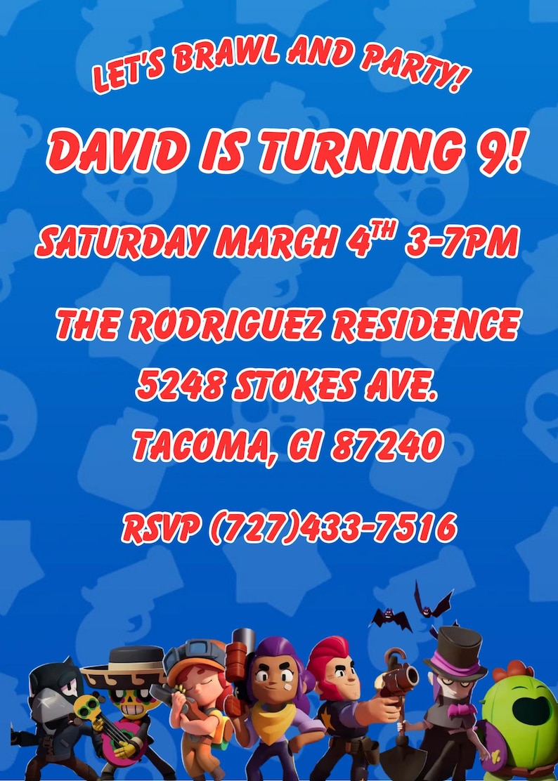 Brawl Stars Birthday Invitation - Etsy
