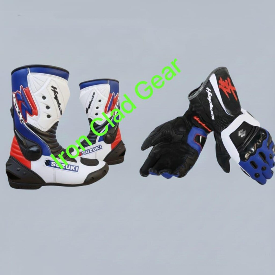 Suzuki GSX-R Leather Gear; Multicolor Motorcycle/motorbike Boots and ...