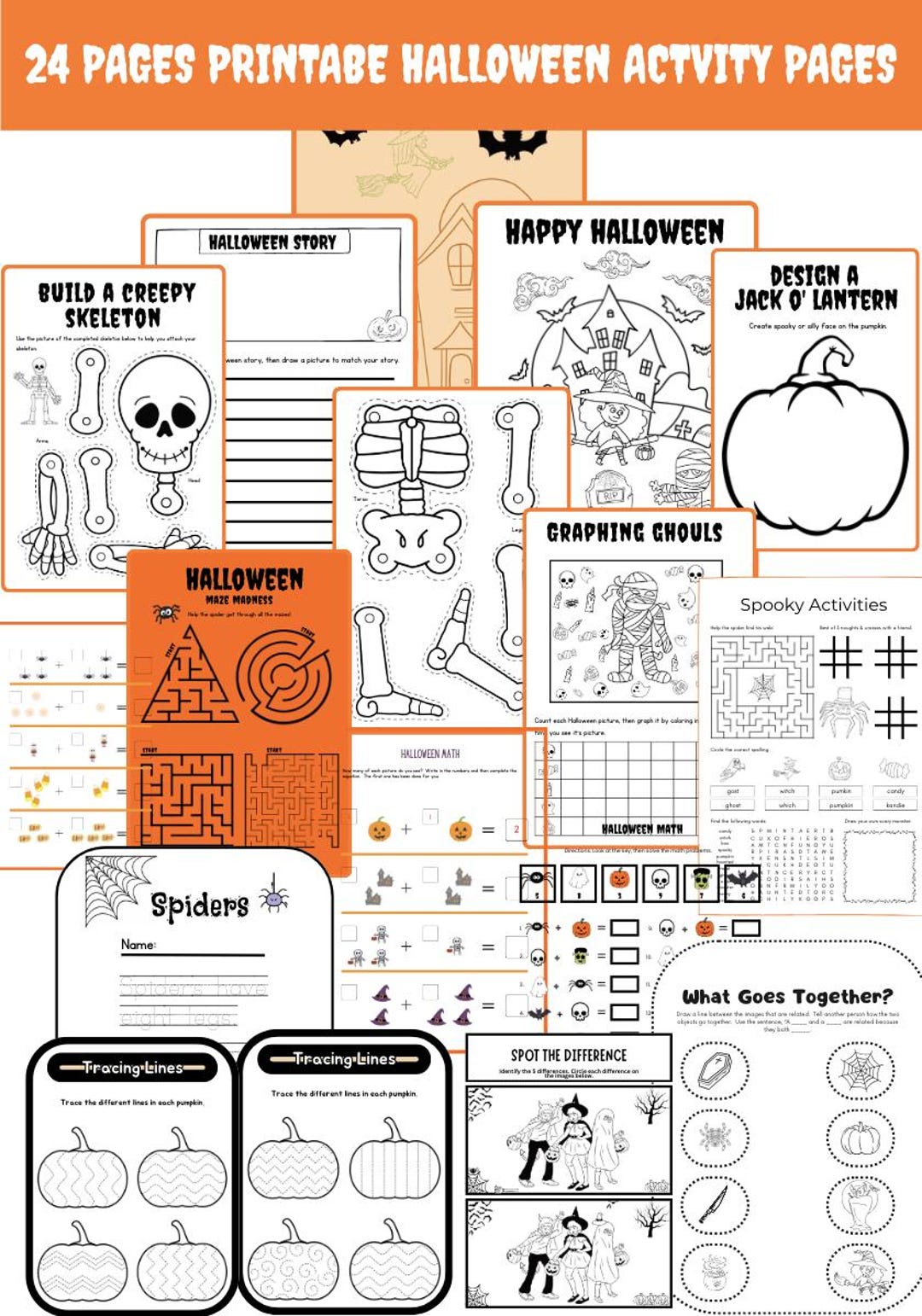 Halloween Activity Pages: Printable Games, Coloring (PDF Download) - Etsy