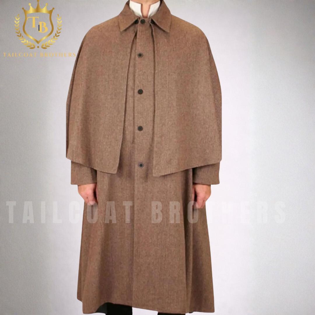 19th Century Regency Style Brown Cape Coat | Classic Coachman Overcoat ...