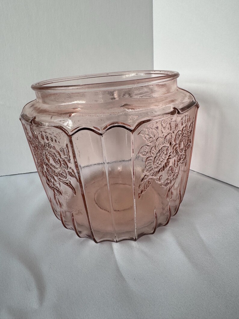 Vintage Pink Depression Glass Sunflower Cookie Jar, Jeannette Glass ...